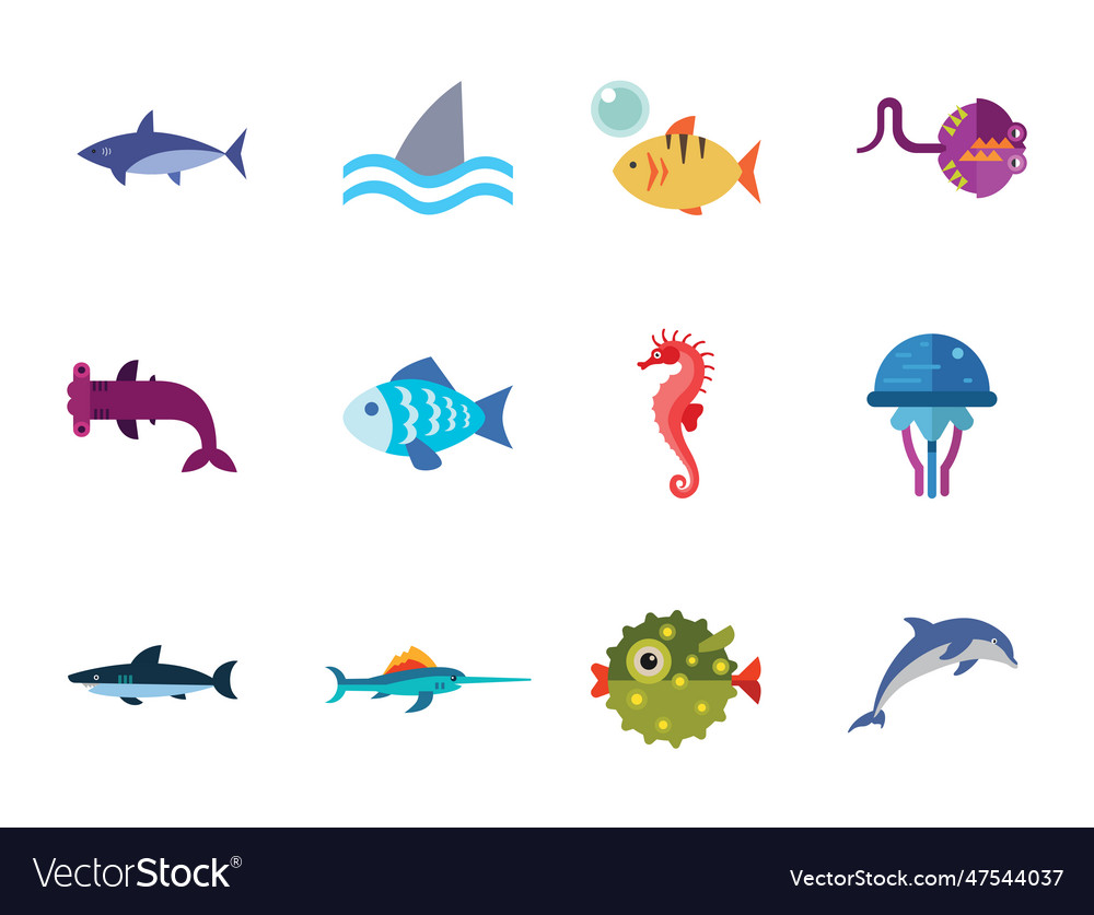 Fish icons set Royalty Free Vector Image - VectorStock