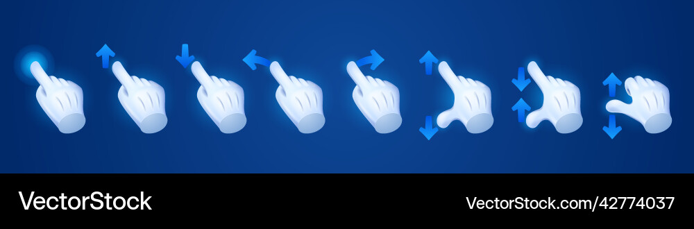 Hand gesture for mobile phone touch screens Vector Image