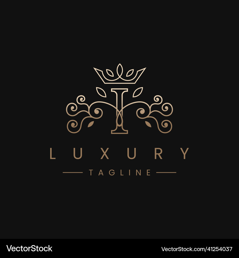 Letter i royal luxury logo design Royalty Free Vector Image