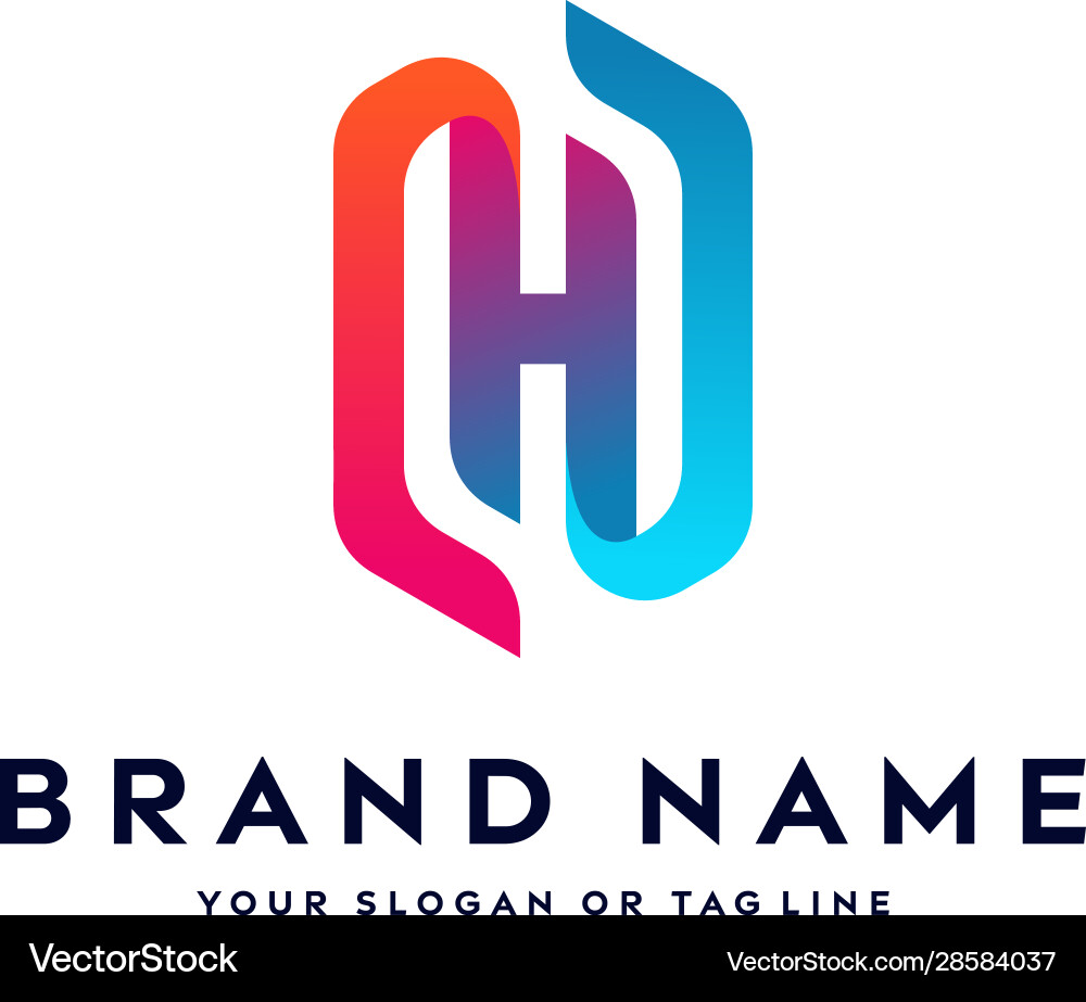 Letter logo h color gradient full color Royalty Free Vector
