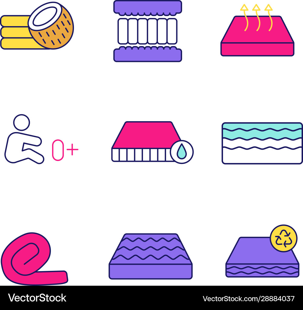 Mattress color icons set Royalty Free Vector Image