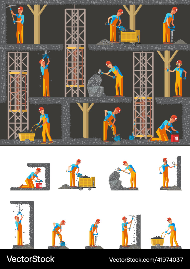 Mining industry flat composition Royalty Free Vector Image