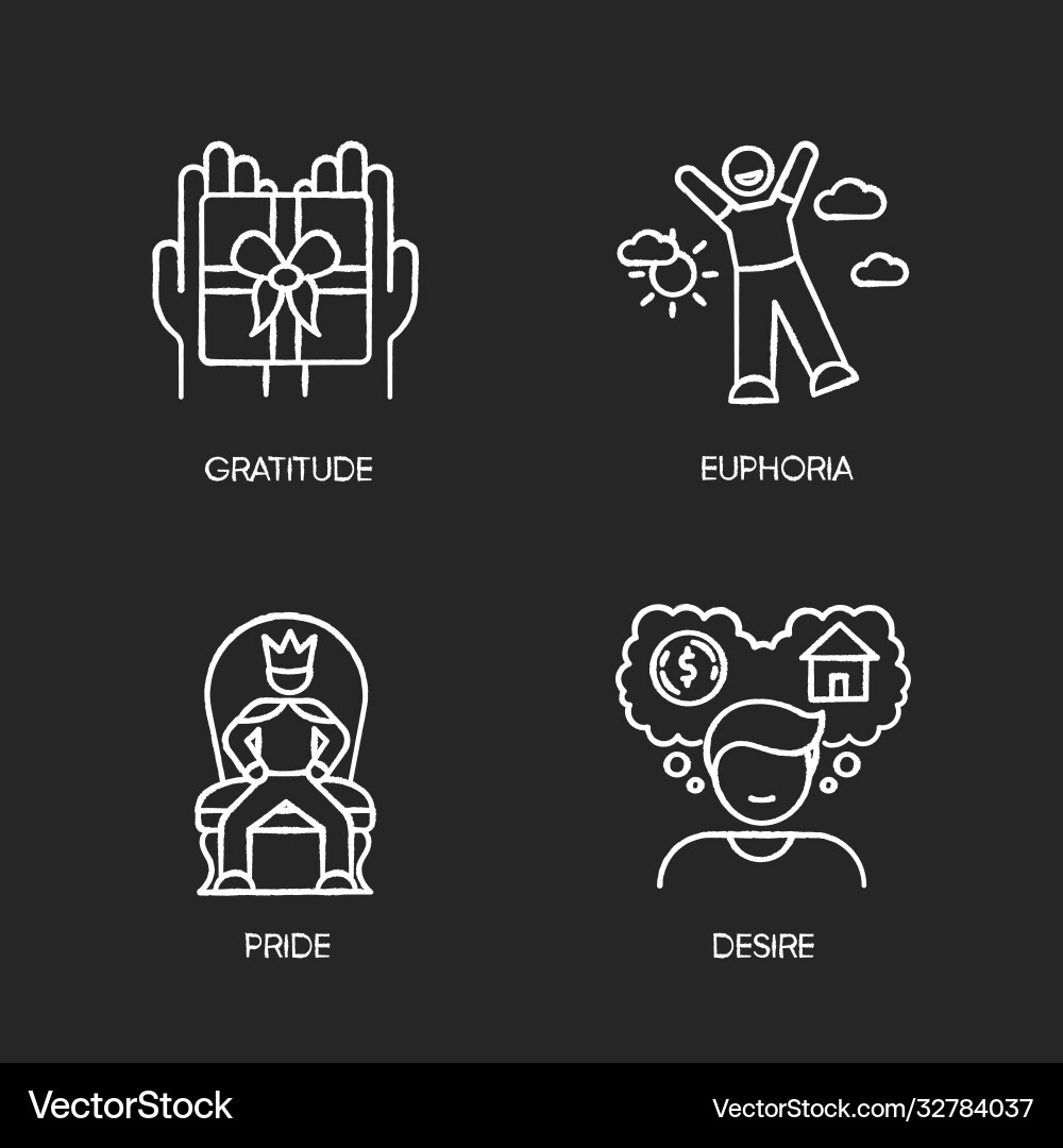 Negative feelings and bad traits chalk white Vector Image