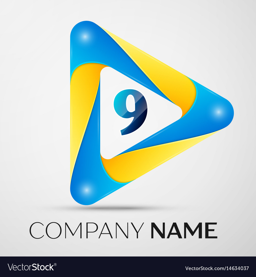 Number Nine Symbol In The Colorful Triangle Vector Image