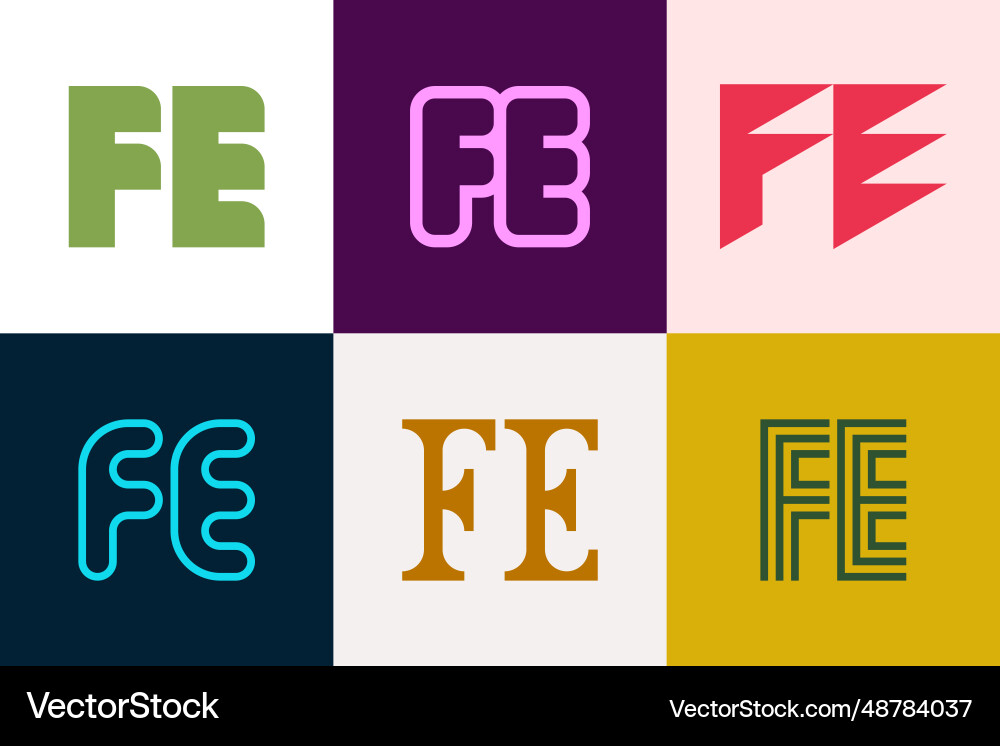 Set of letter fe logos Royalty Free Vector Image