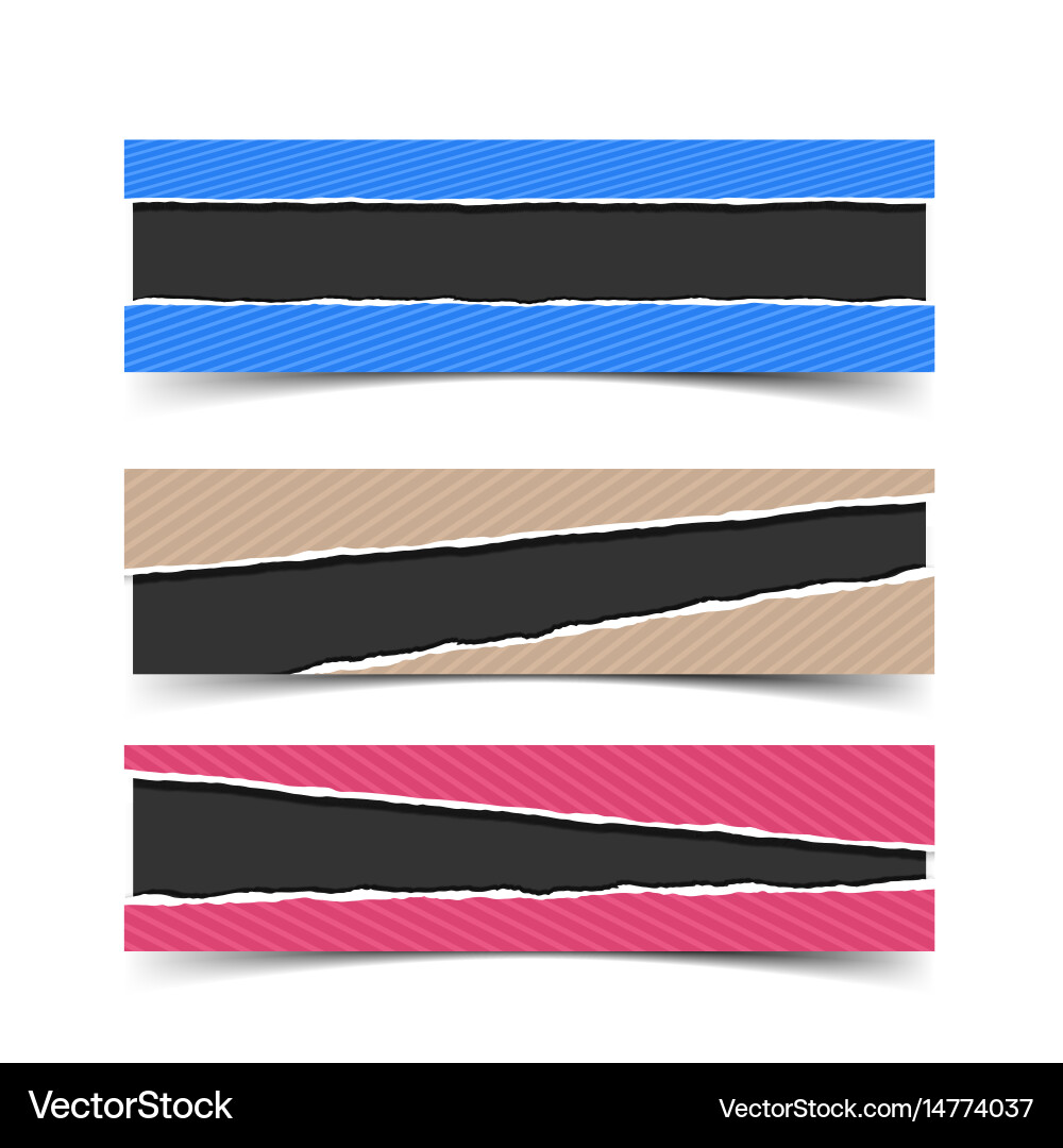 Set of three torn paper banners Royalty Free Vector Image
