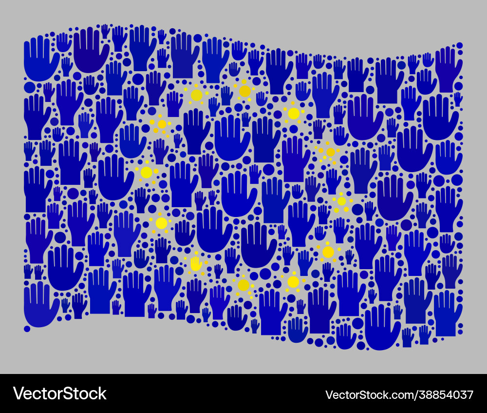 Waving election europe flag - collage raised Vector Image