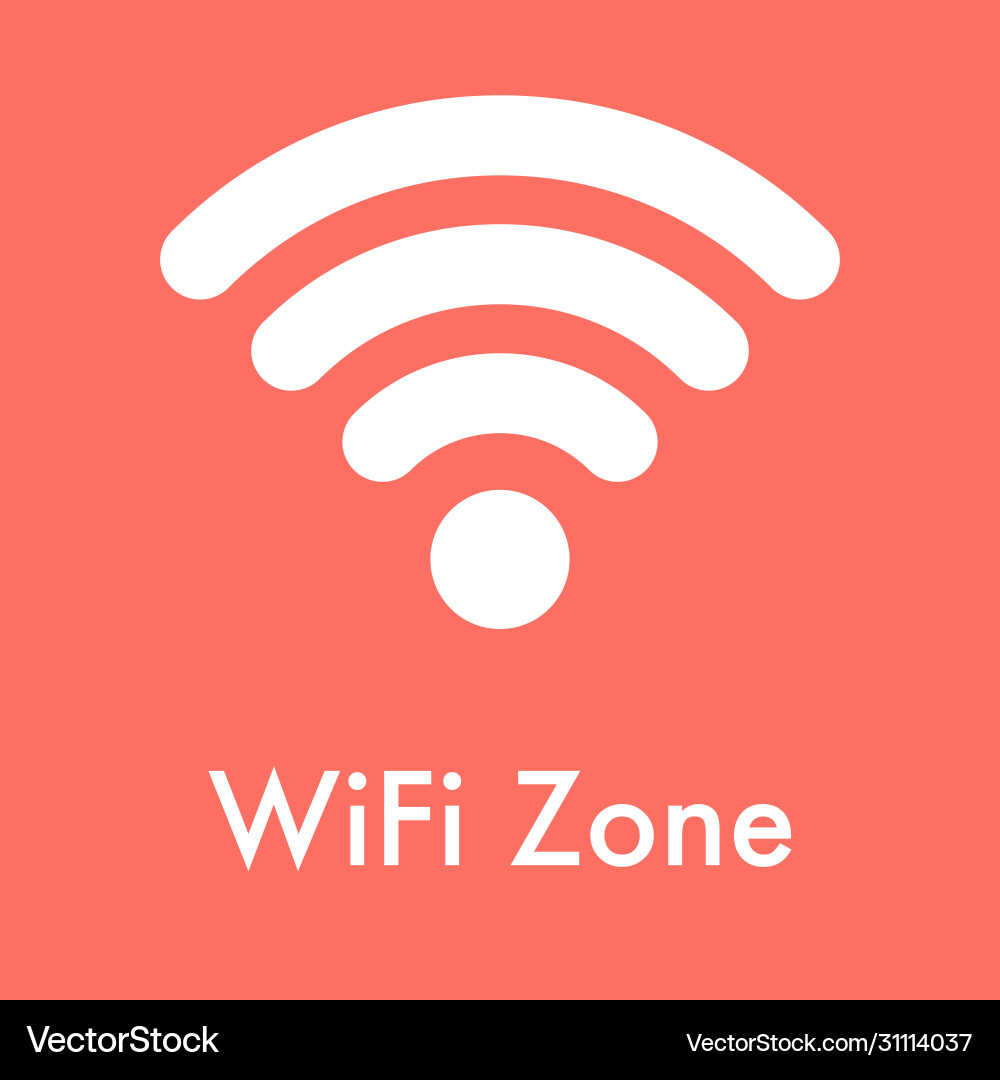 Wifi zone symbol on nice coral background Vector Image