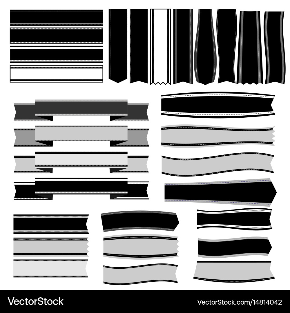 Black and white ribbons and banners Royalty Free Vector