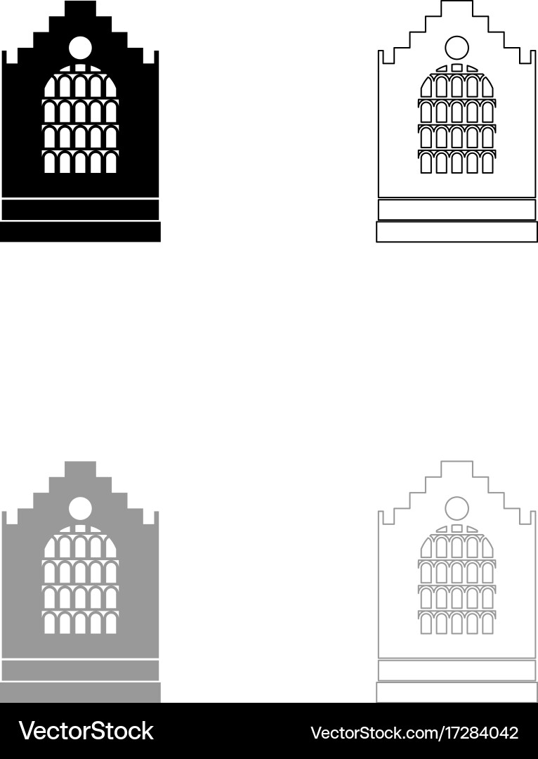 Church building black and grey set icon Royalty Free Vector