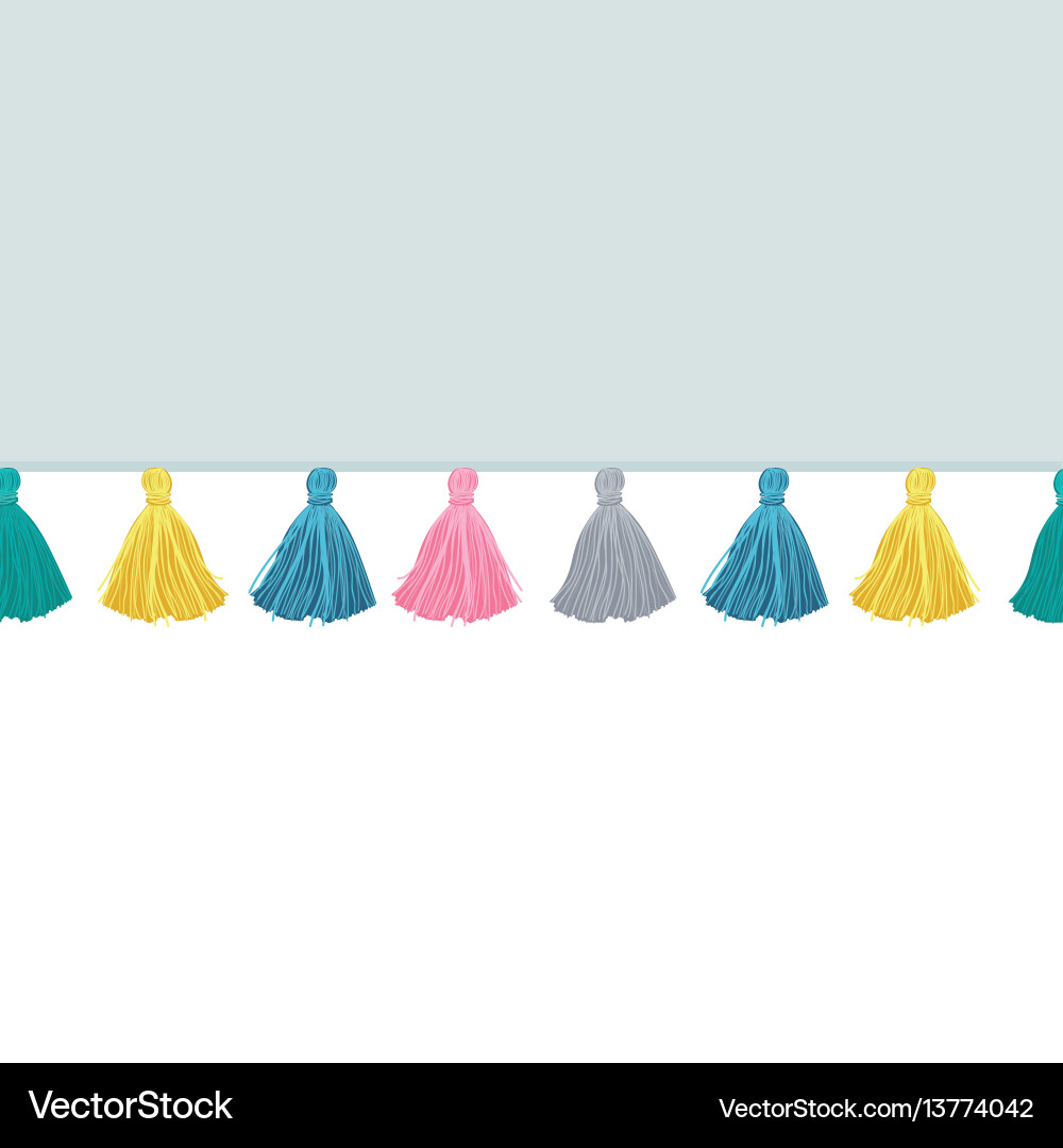 Colorful decorative tassels on fabric Royalty Free Vector