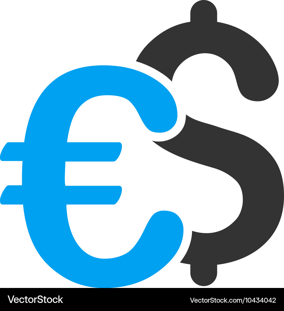 Euro and dollar symbols flat icon Royalty Free Vector Image