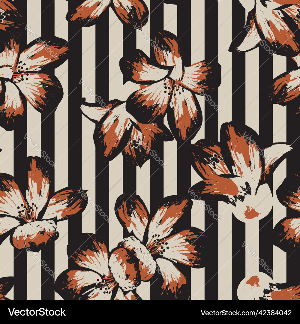 Floral striped seamless pattern design Royalty Free Vector