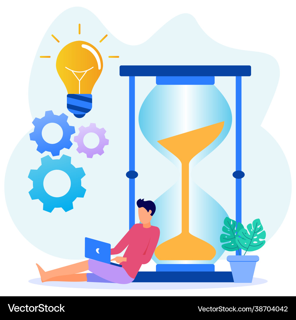 Graphic cartoon character time management Vector Image