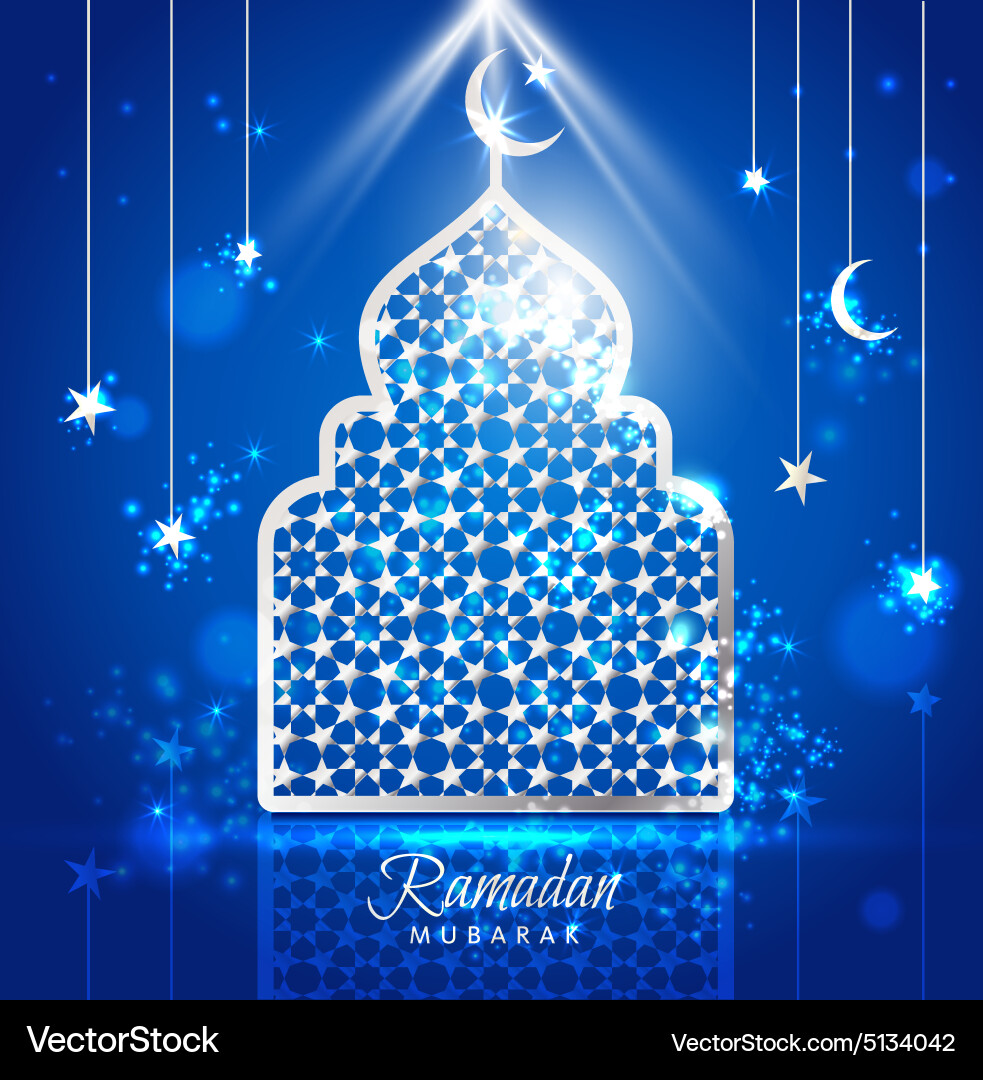 Greeting card design with silhouette mosque and Vector Image