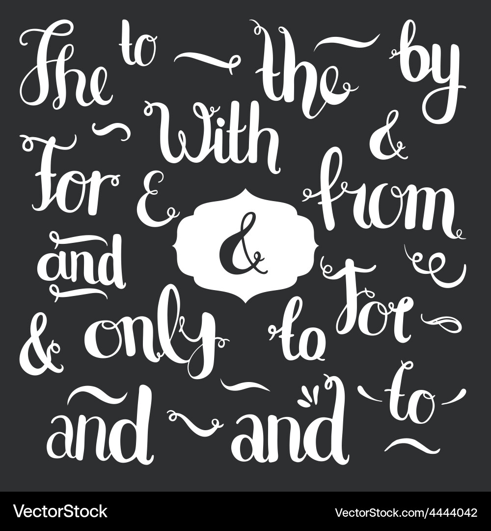 Hand drawn ampersands and catchwords Royalty Free Vector