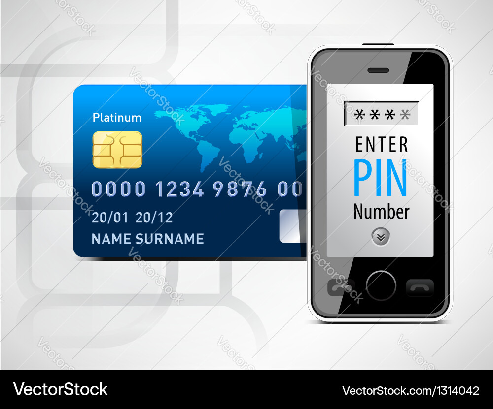 Mobile phone and credit card Royalty Free Vector Image