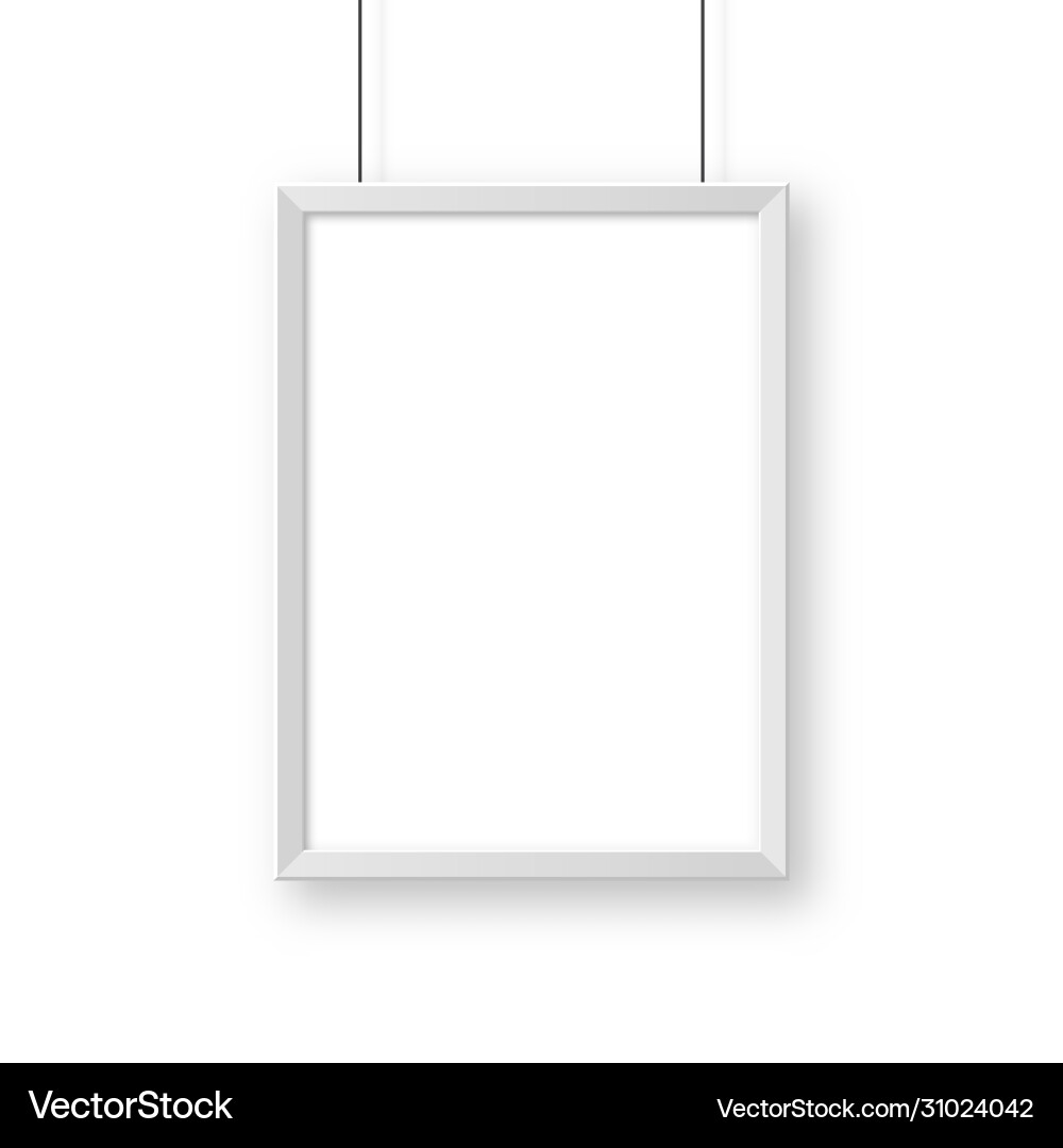 Realistic hanging on a wall white blank picture Vector Image