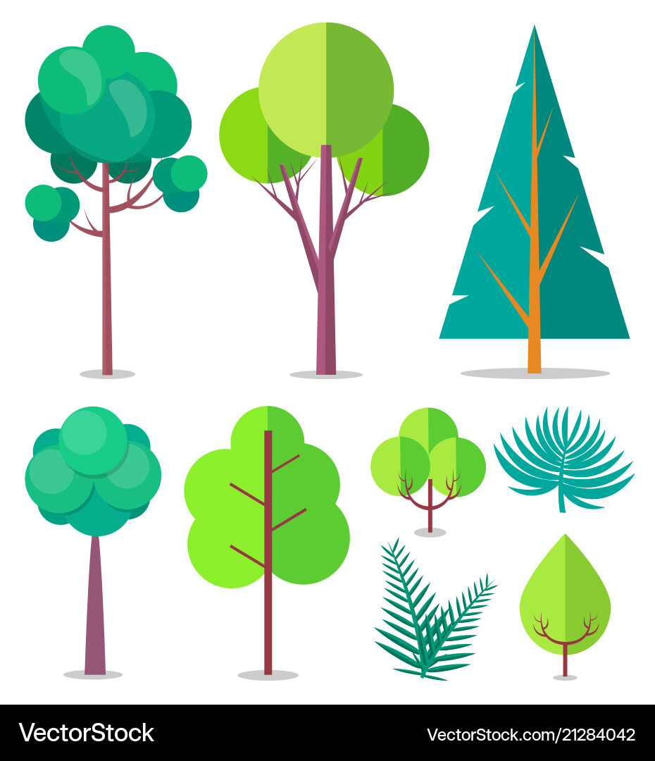 Template with trees and bushes of different sizes Vector Image