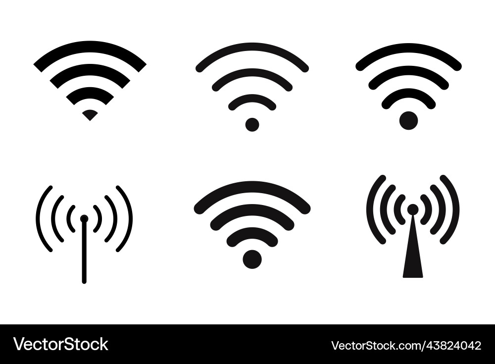 Wi-fi icon set symbol wireless and wifi Royalty Free Vector