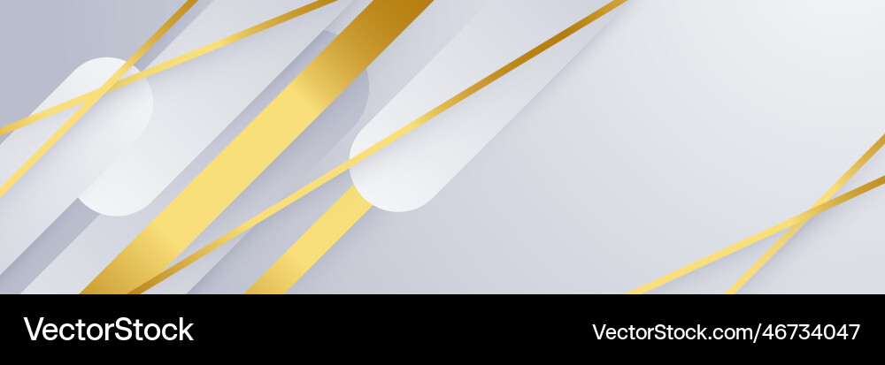 Abstract white and gold lines banner background Vector Image