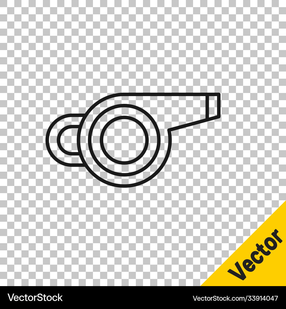 Black line whistle icon isolated on transparent Vector Image