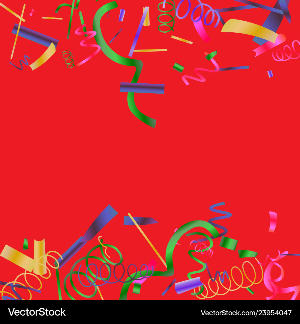 Colorful colored confetti on a red background Vector Image