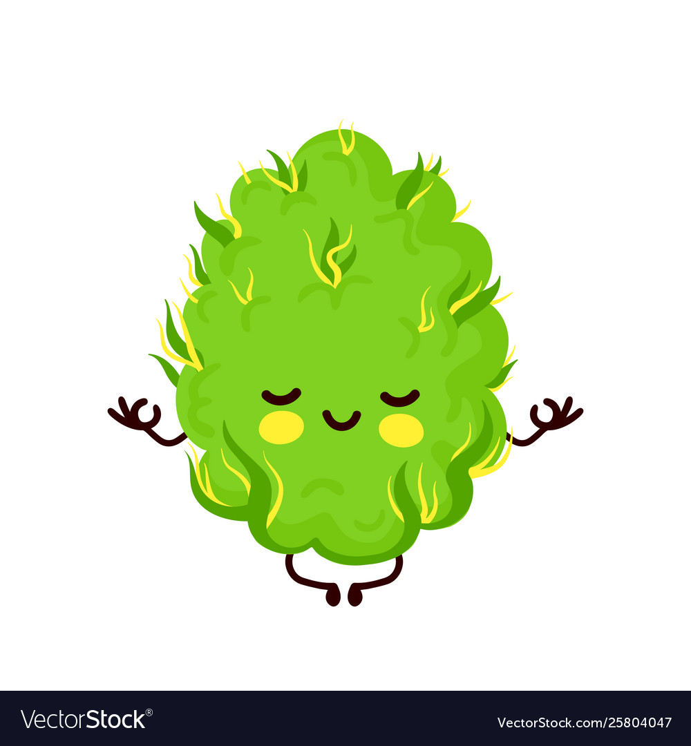Cute funny smiling happy marijuana Royalty Free Vector Image