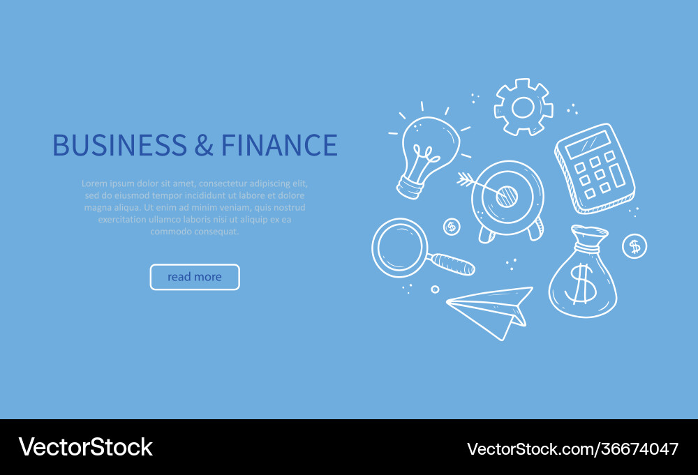 Hand drawn banner business and finance elements Vector Image