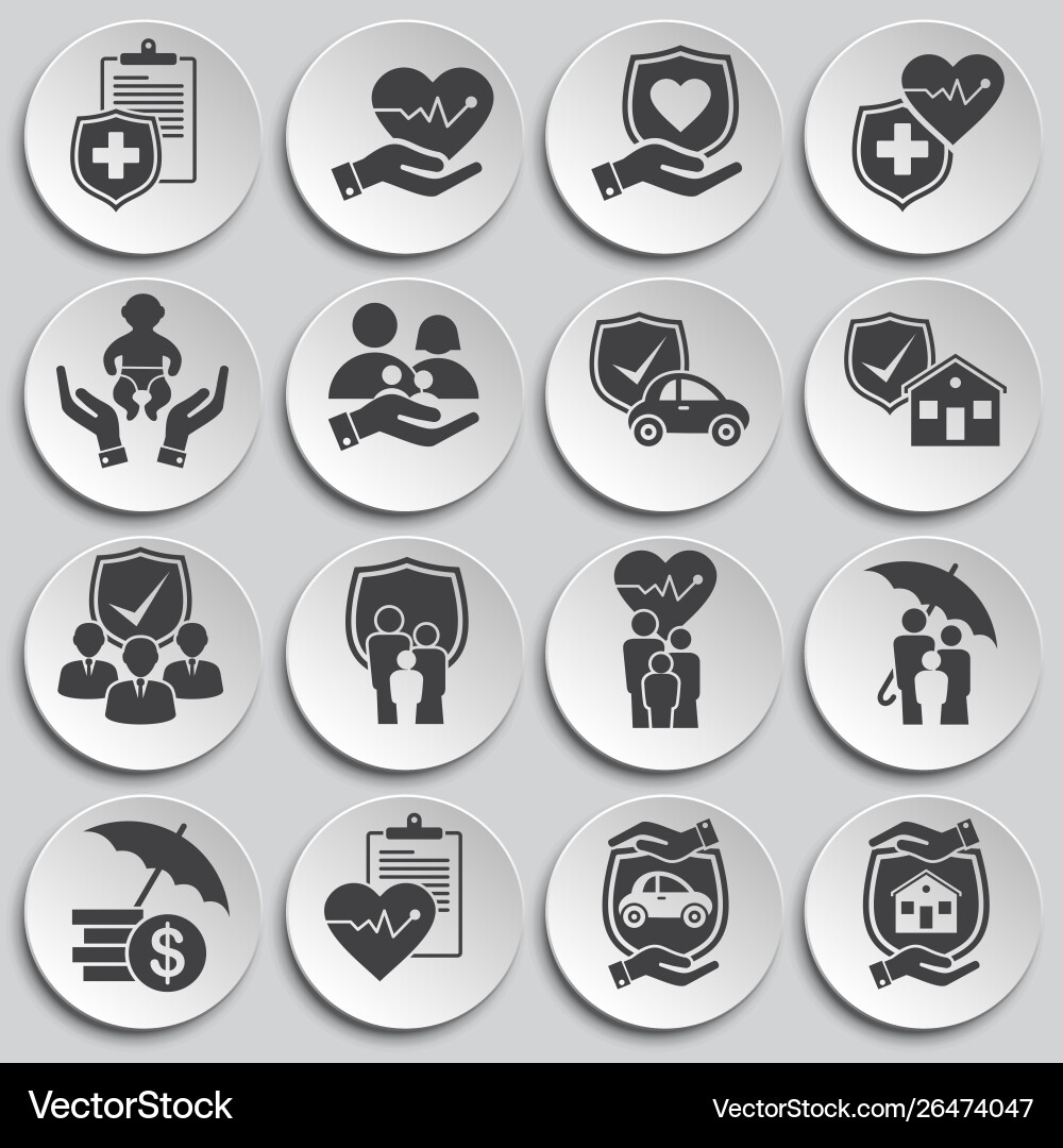 Insurance related icons set on background Vector Image