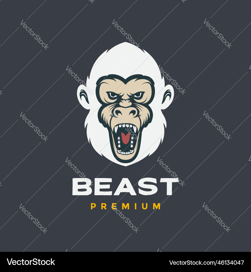 Monkey white primate roar wildlife forest animal Vector Image