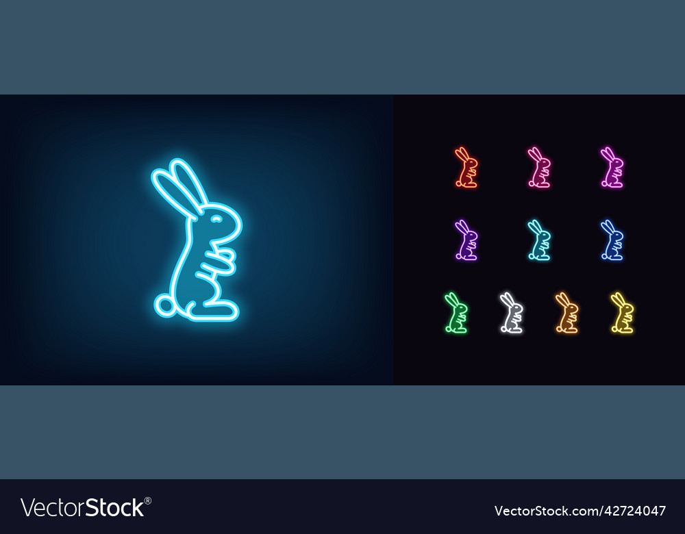 Outline neon lunar rabbit icon glowing cute Vector Image Outline neon lunar rabbit icon glowing cute Vector Image