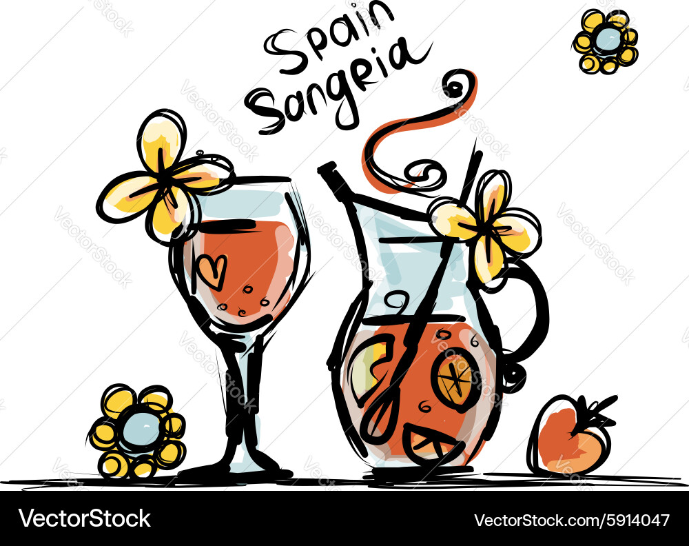 Sangria spanish drink sketch for your design Vector Image