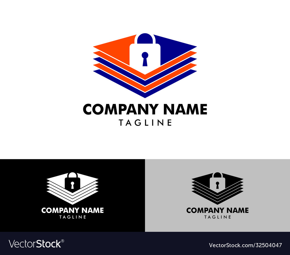 Security data lock logo template Royalty Free Vector Image