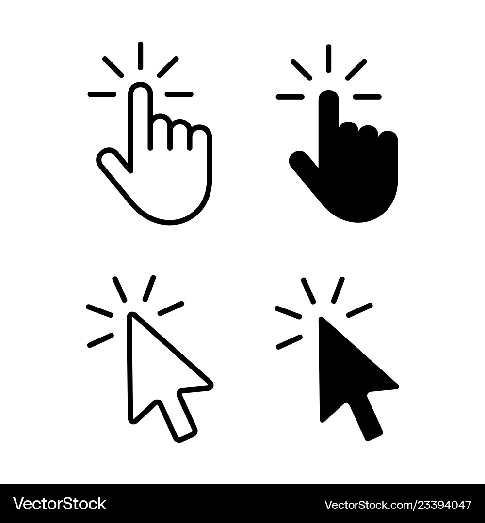 Set of hand cursor icons click Royalty Free Vector Image