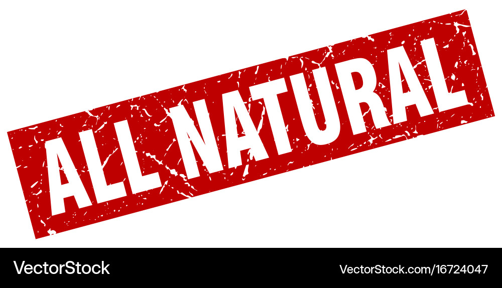 Square grunge red all natural stamp Royalty Free Vector