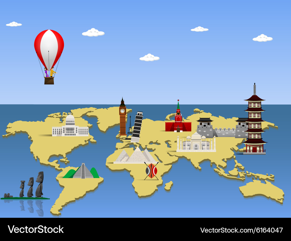 Travel the world monument concept Royalty Free Vector Image