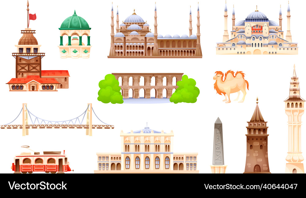Turkey country buildings landmarks Royalty Free Vector Image