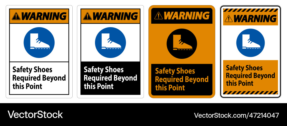 Warning sign safety shoes required beyond Vector Image