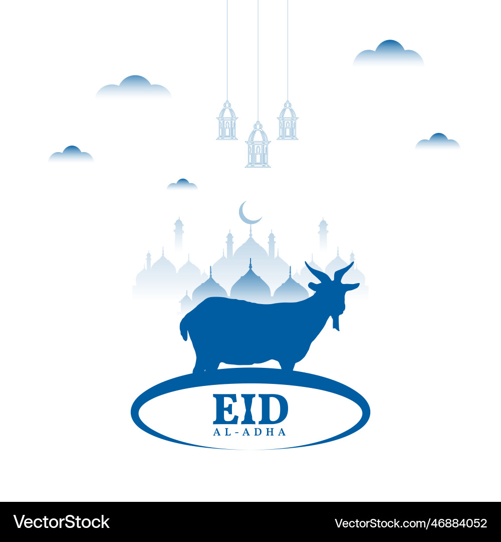 Bakrid eid al adha wishes greeting white Vector Image