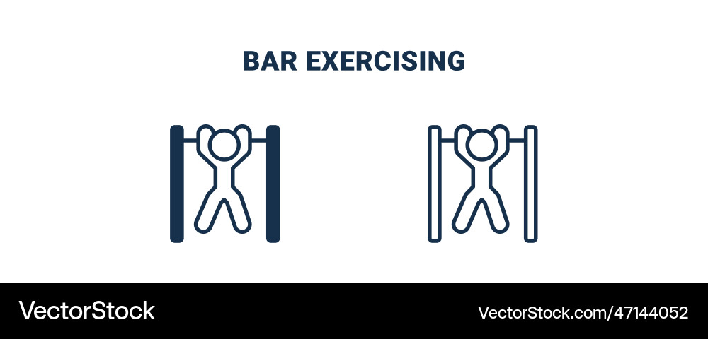 Bar exercising icon outline and filled Royalty Free Vector