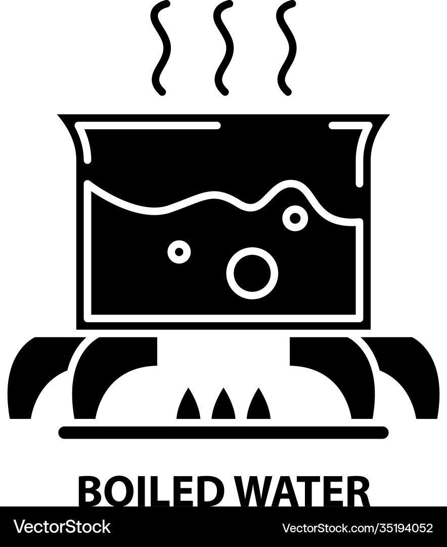 Boiled water icon black sign with editable Vector Image