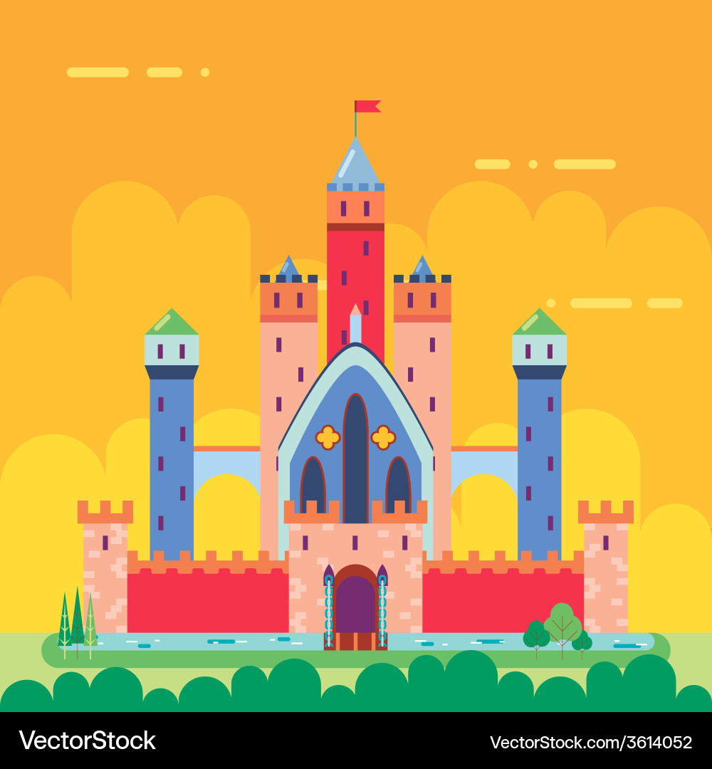 Cartoon magic fairytale castle flat design icon Vector Image