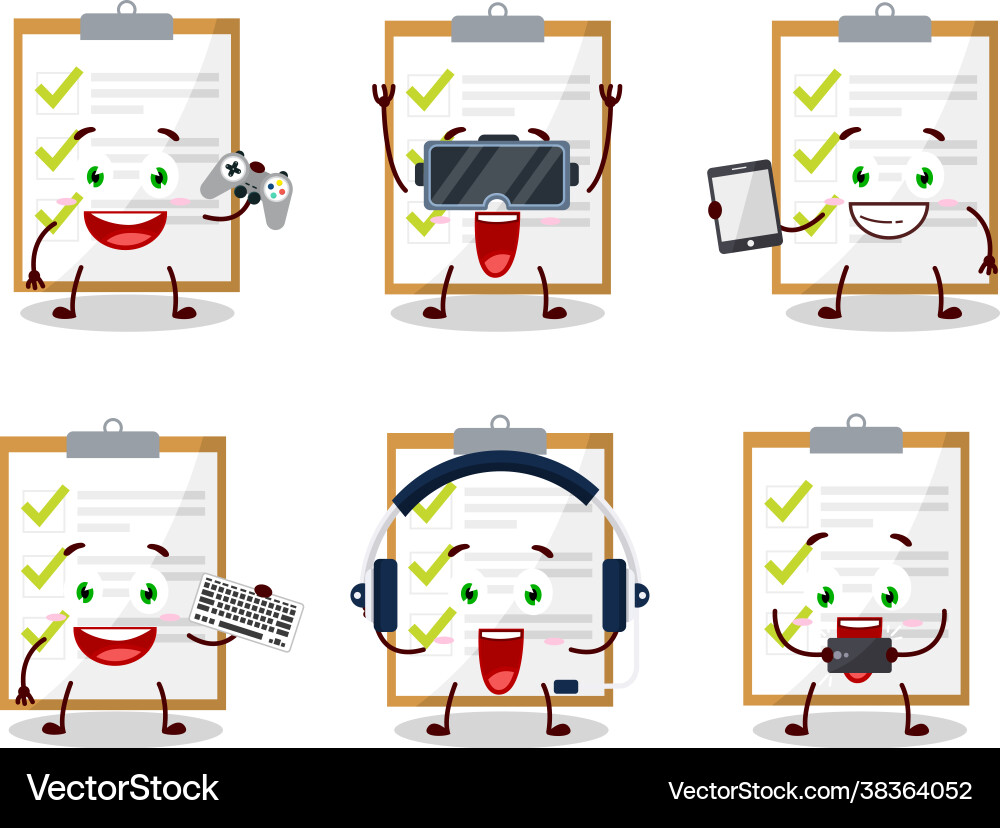 Checklist cartoon character are playing games Vector Image