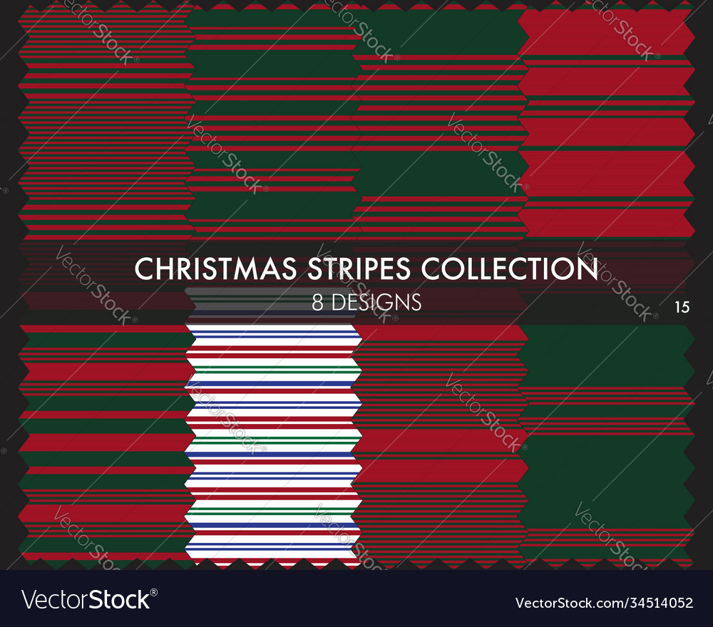 Christmas stripe seamless pattern collection Vector Image