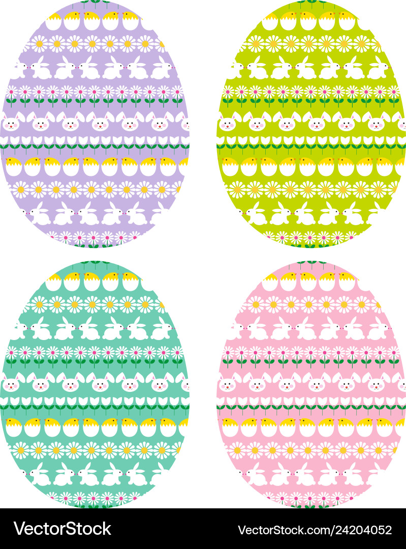 Easter eggs with stripe patterns Royalty Free Vector Image
