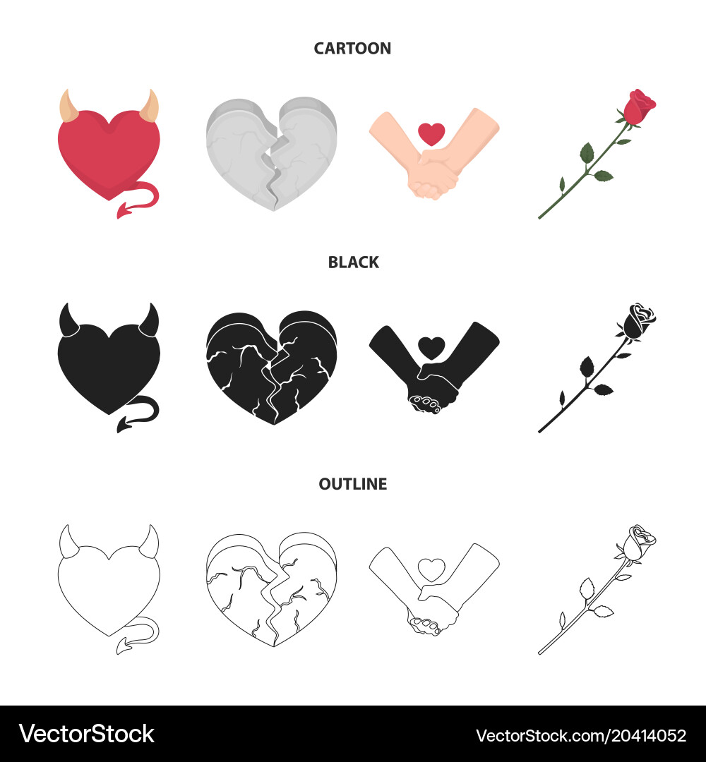 Evil heart broken heart friendship rose Royalty Free Vector