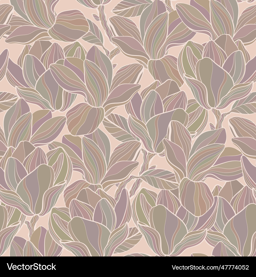 Floral seamless pattern with magnolia flowers Vector Image