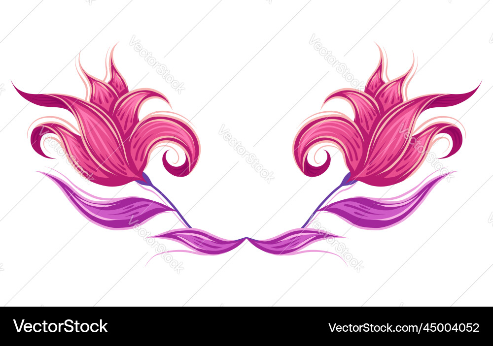 Frame with fabulous curled pink flowers Royalty Free Vector