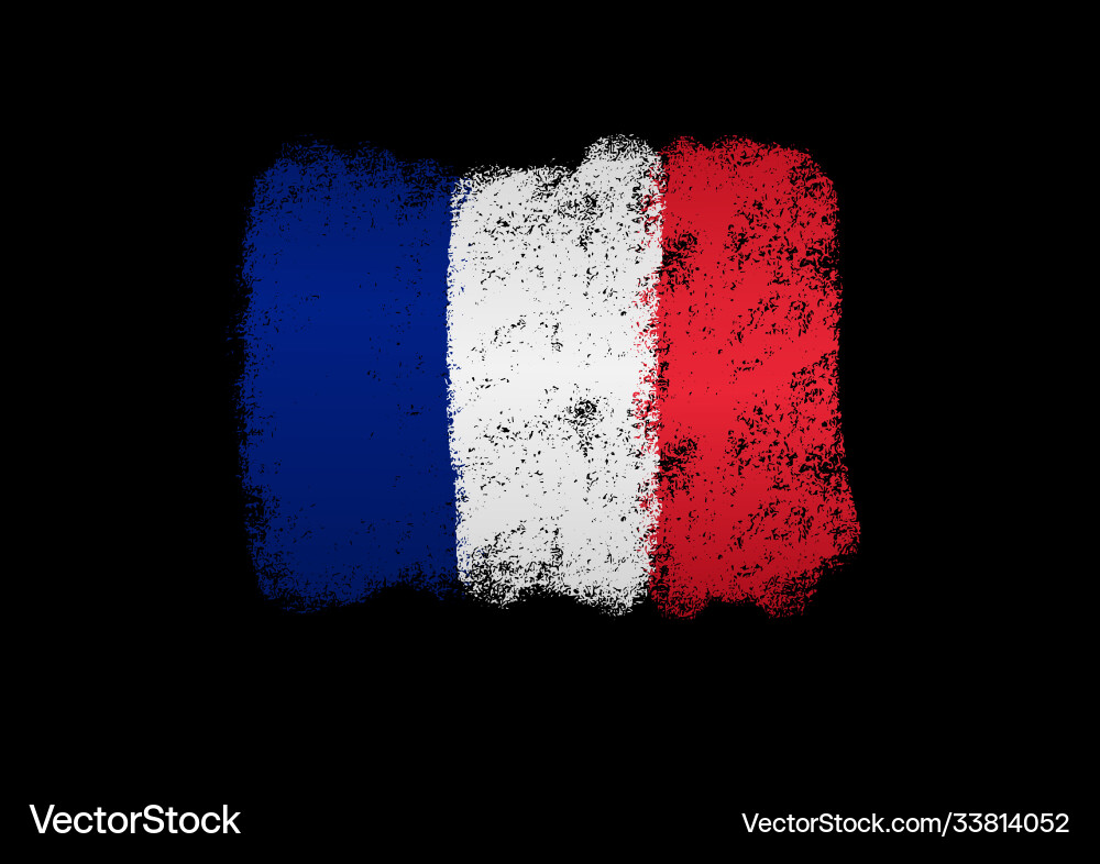 France flag with brush paint textured background Vector Image